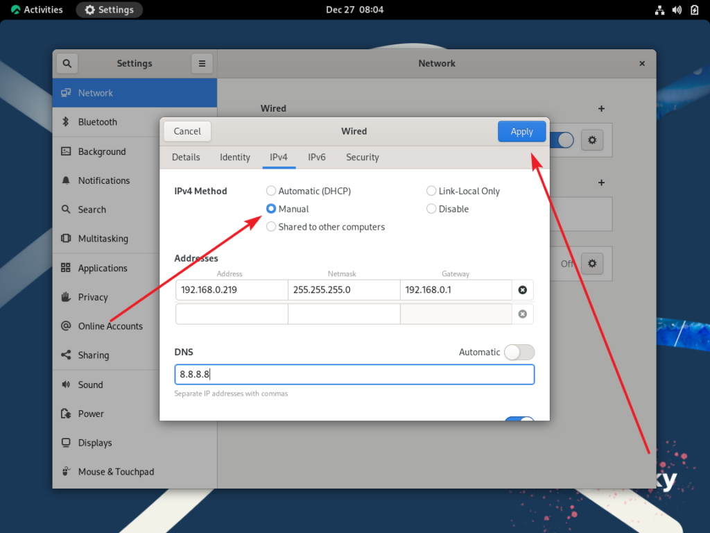 Rocky Linux 8 / 고정 IP 설정하는 방법 – MANUAL FACTORY
