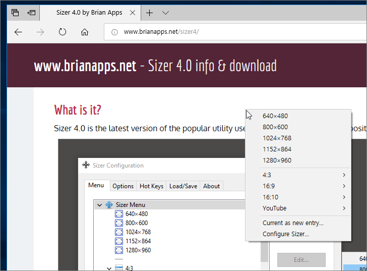 Sizer 4 / 윈도우 창 크기와 위치를 설정하는 프로그램 – MANUAL FACTORY