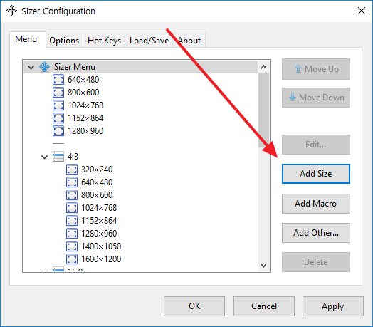 Sizer 4 / 윈도우 창 크기와 위치를 설정하는 프로그램 – MANUAL FACTORY